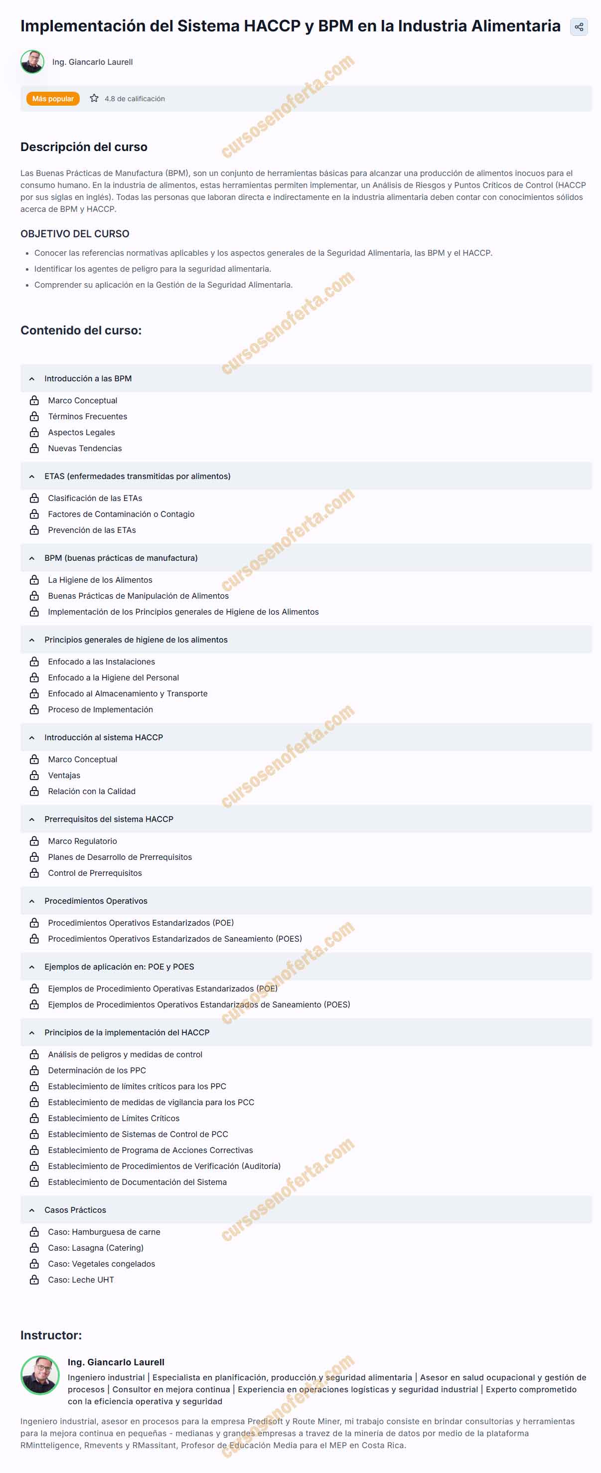 Implementación del Sistema HACCP y BPM en la Industria Alimentaria - cursosenoferta.com